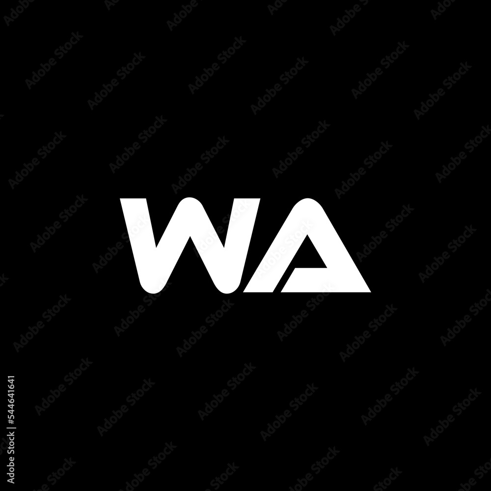 WA letter logo design with black background in illustrator, vector logo ...