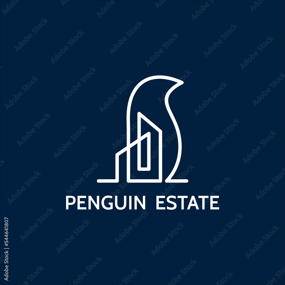 Minimal Penguin logo and Real Estate logo vector template Stock Vector ...