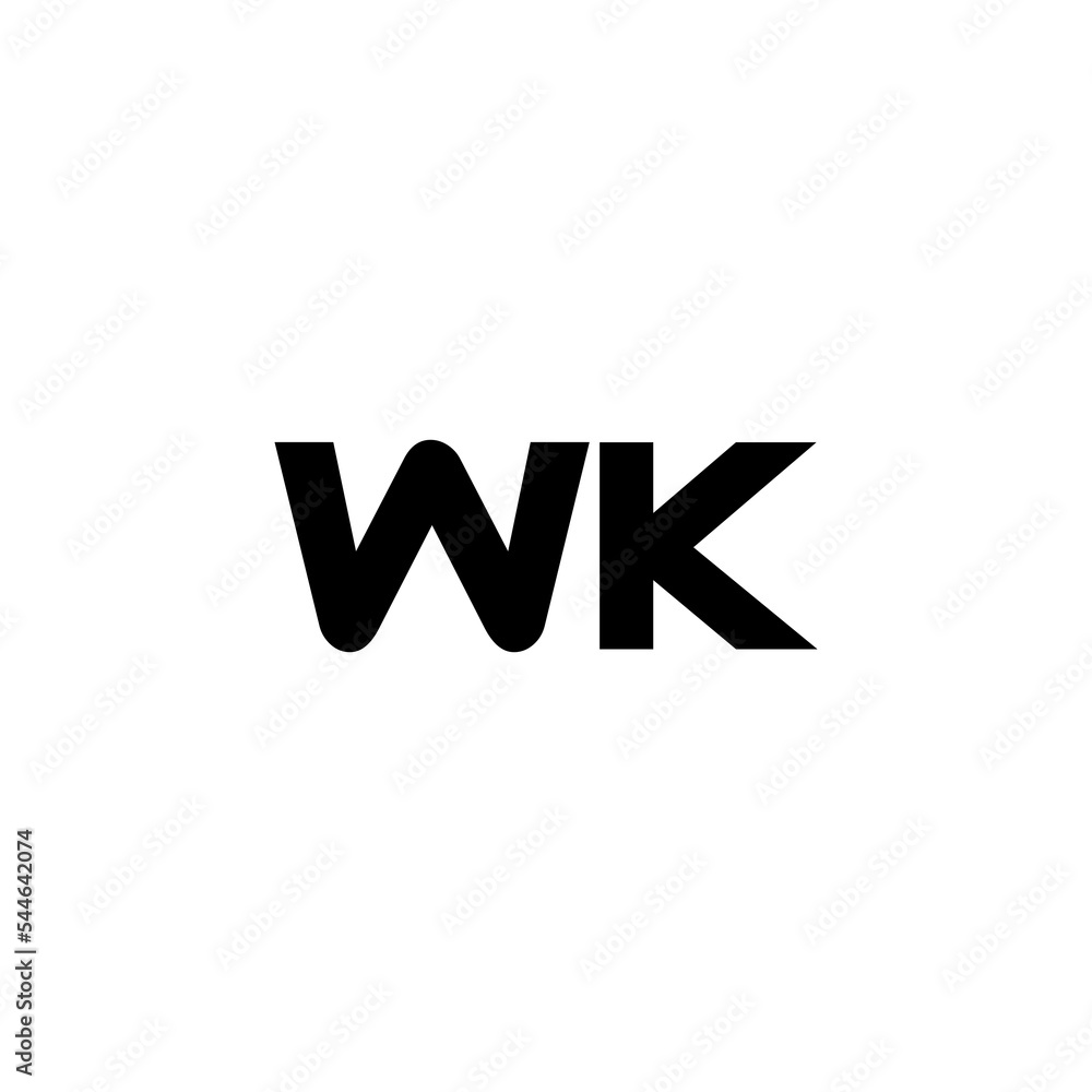 WK letter logo design with white background in illustrator, vector logo modern alphabet font ...