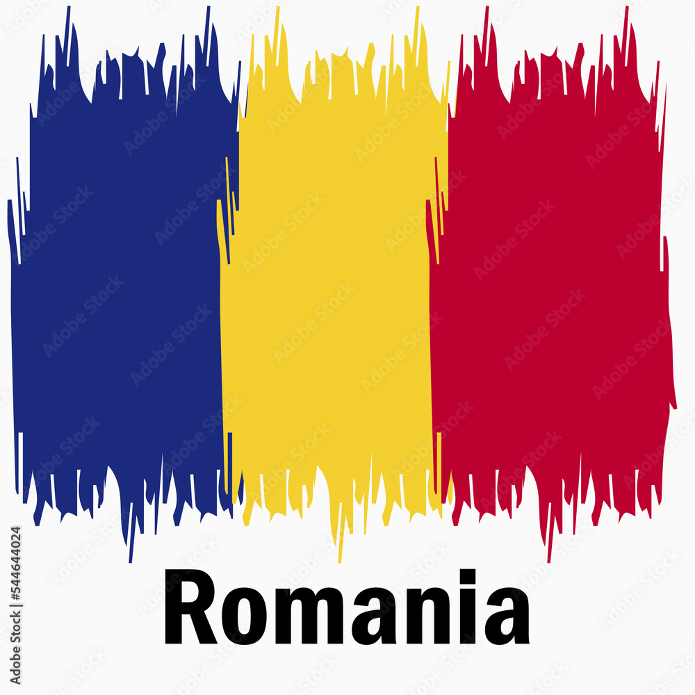 Romania flag with brush paint textured isolated on png or transparent ...