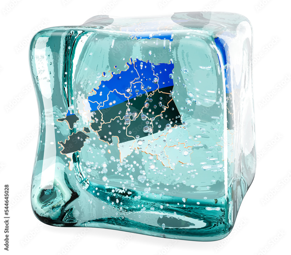 Estonian map frozen in ice cube, 3D rendering Stock Illustration ...