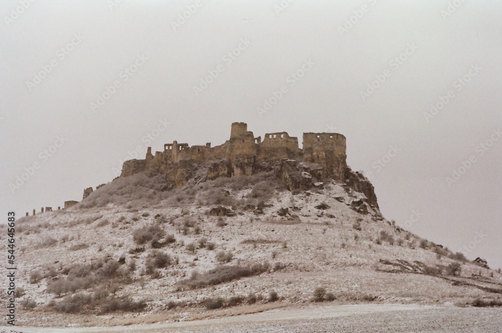 Old-fashioned analog photo of Spis Castle in Slovakia. Beauty of analog ...