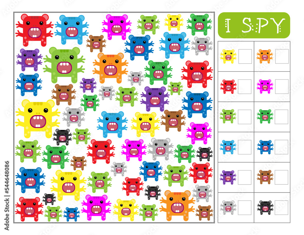 How many activity. Monsters I spy game for kids. Counting activity for ...