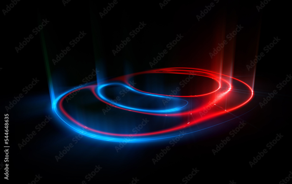 Glow swirl light effect. Circular lens flare. Abstract rotational lines ...