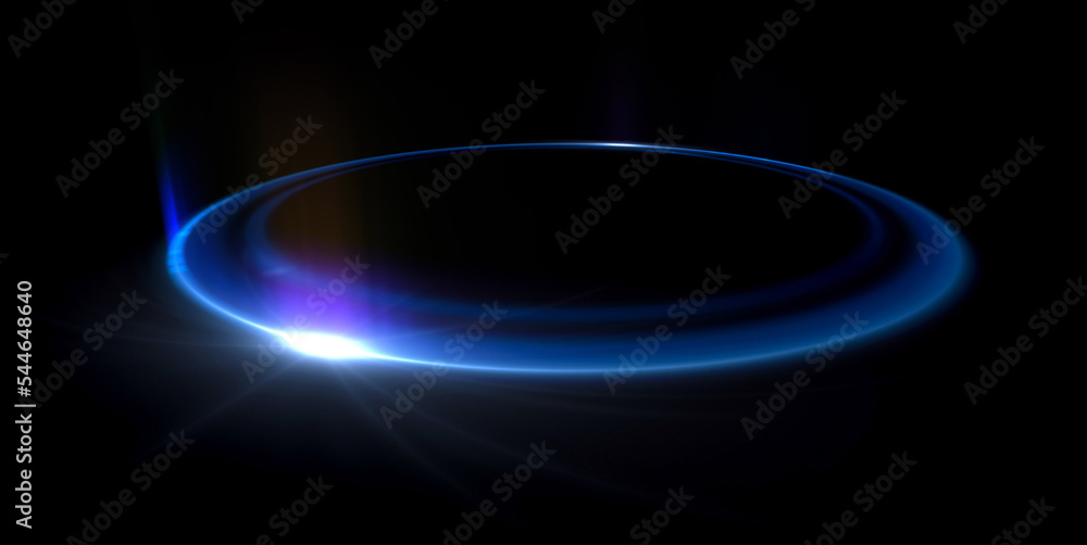Glow swirl light effect. Circular lens flare. Abstract rotational lines ...