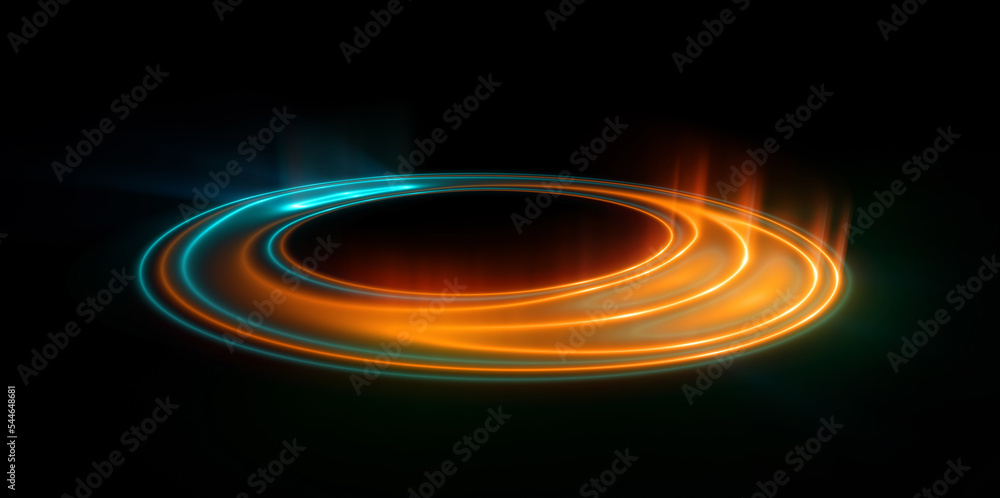 Glow swirl light effect. Circular lens flare. Abstract rotational lines ...
