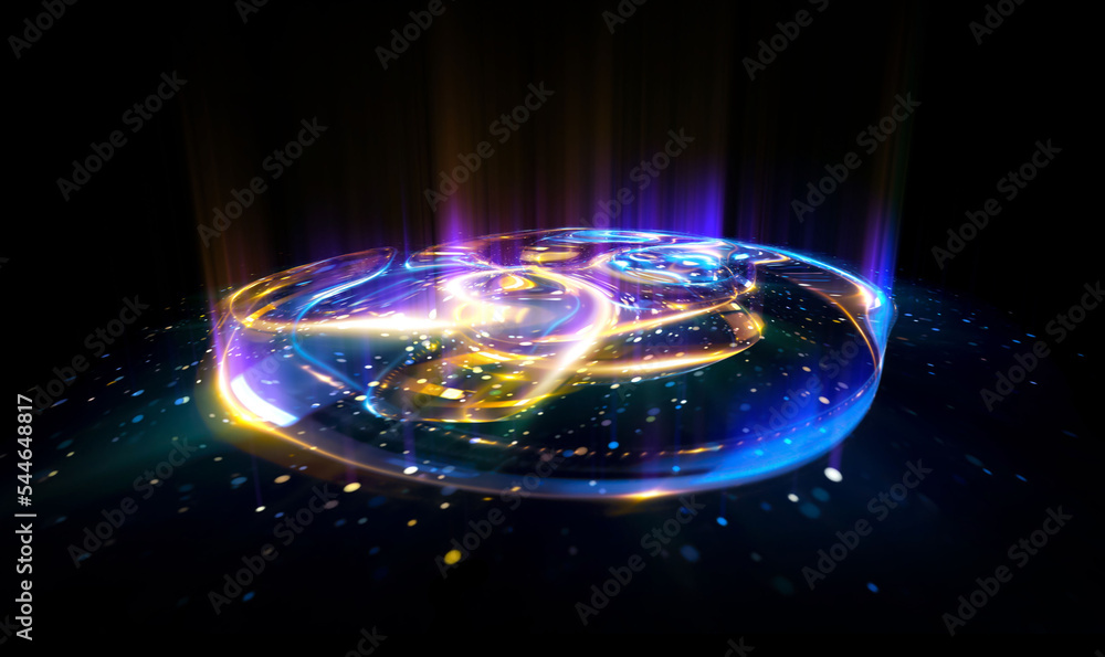 Glow swirl light effect. Circular lens flare. Abstract rotational lines ...