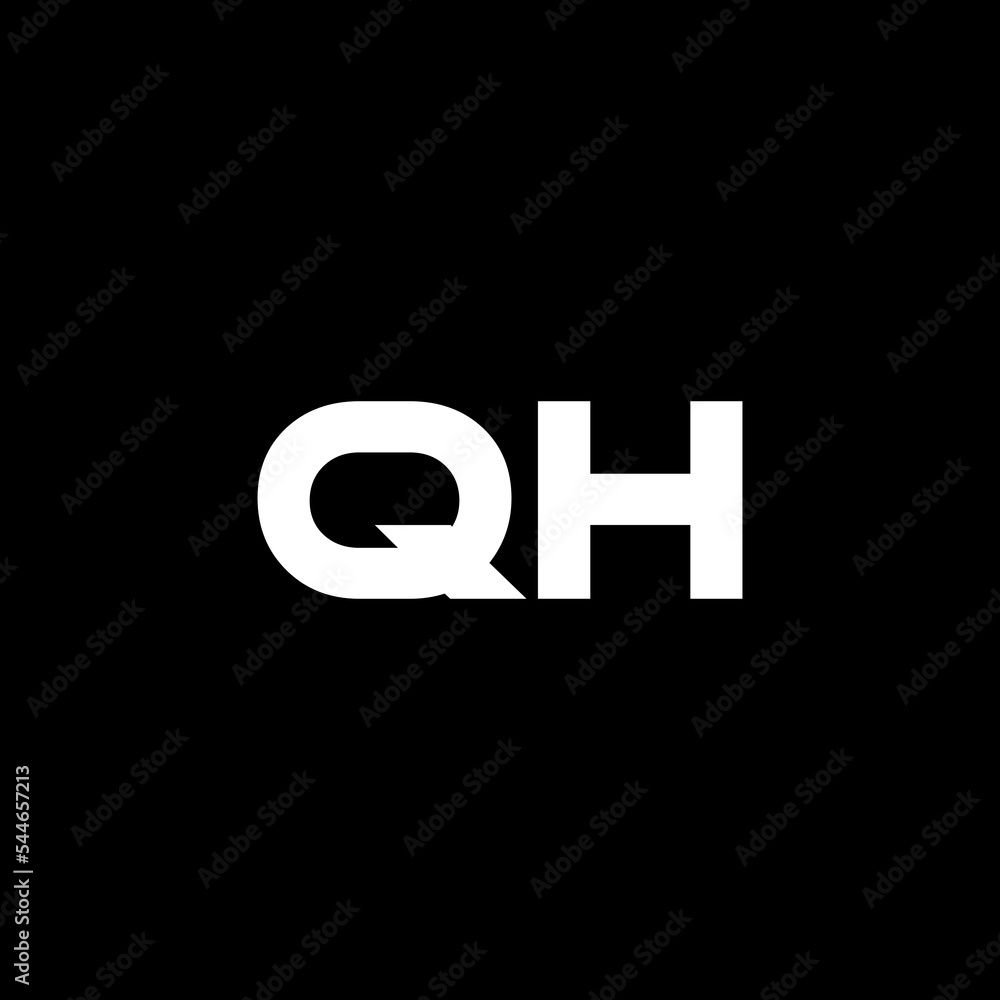 QH letter logo design with black background in illustrator, vector logo ...