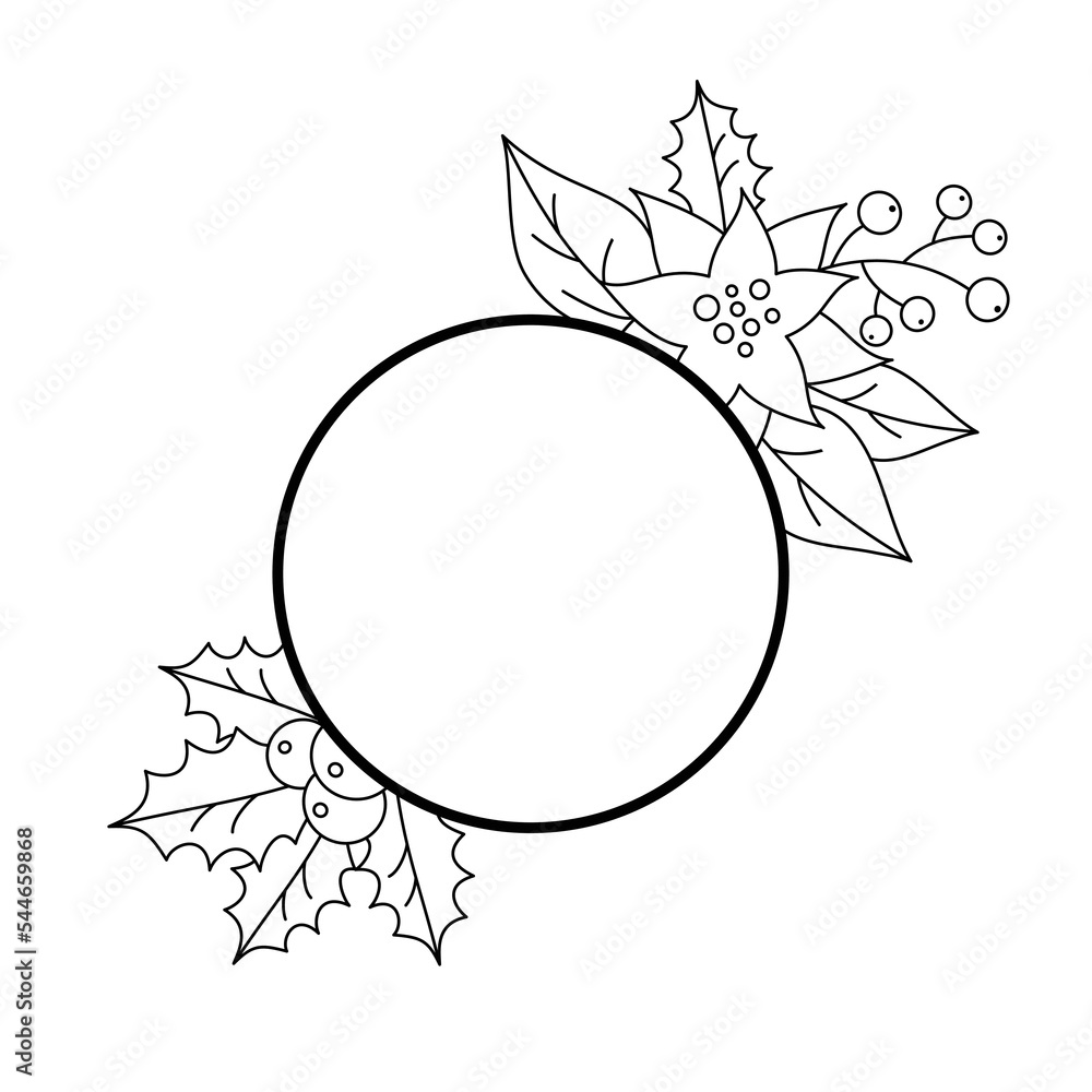 Frame with Christmas elements in a line art style. Winter graphic ...