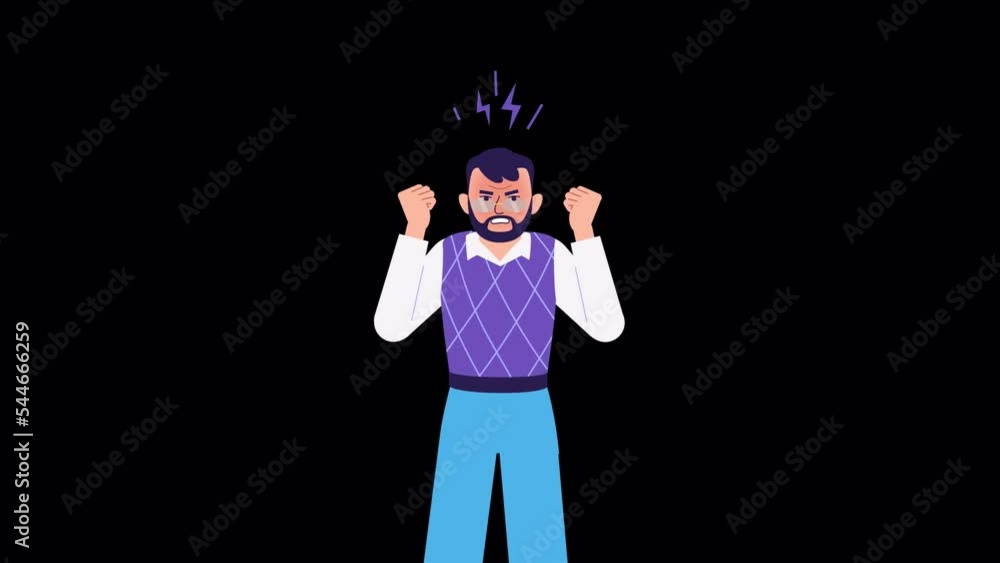 Angry male character, animation with ALPHA channel. Furious, Enraged ...