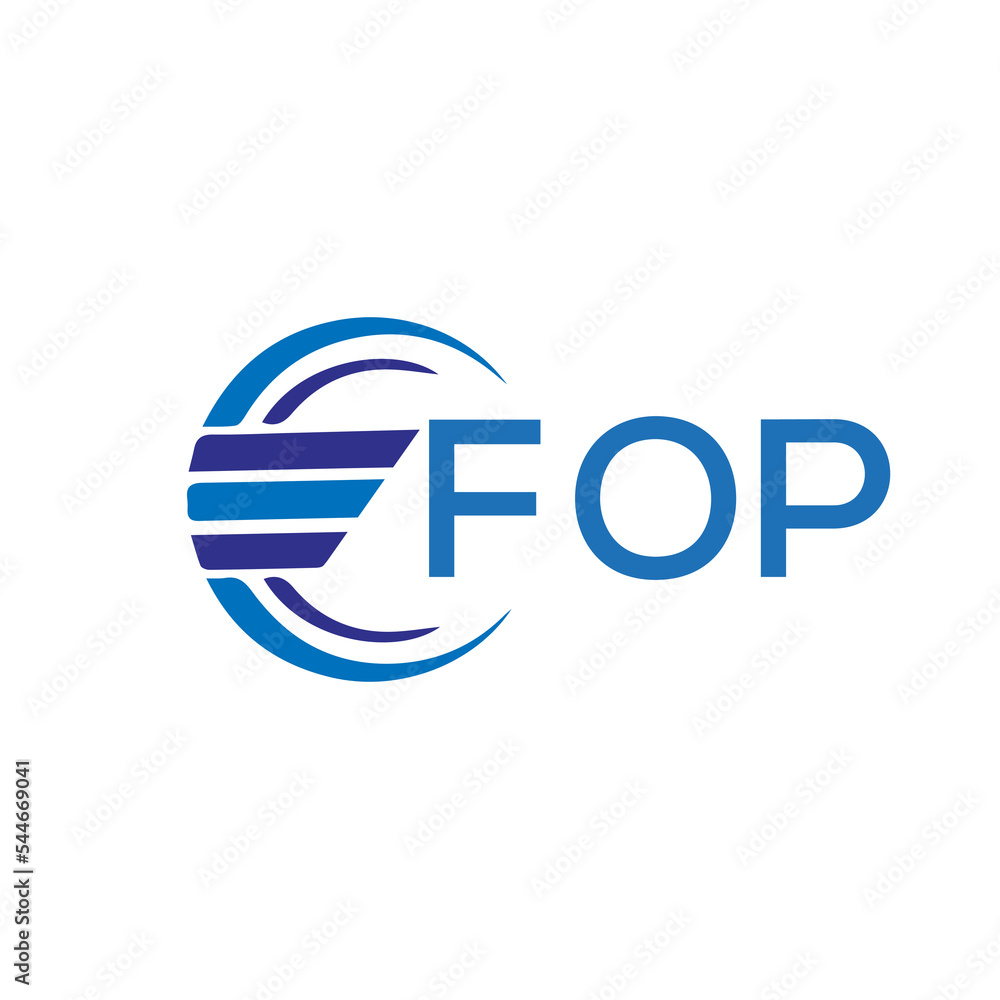 FOP letter logo. FOP blue image on white background. FOP vector logo design for entrepreneur and ...