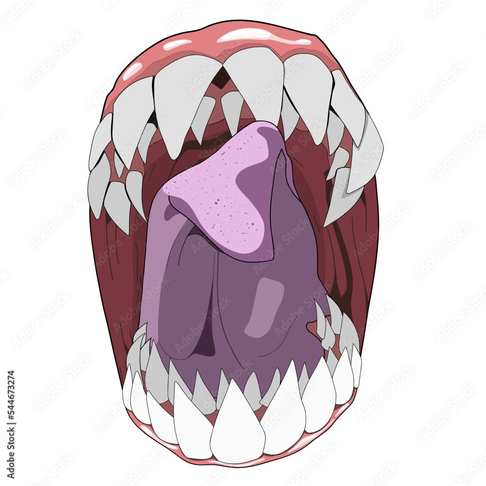 Monster mouth. Funny facial expression, open mouth with tongue and ...