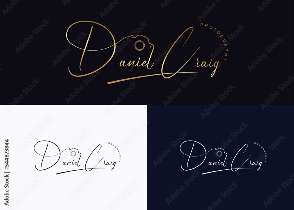 Daniel craig signature camera icon photography logo template. Stock ...