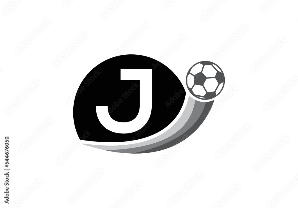 Letter J Football Logo Design Vector Template. Football Club Symbol ...