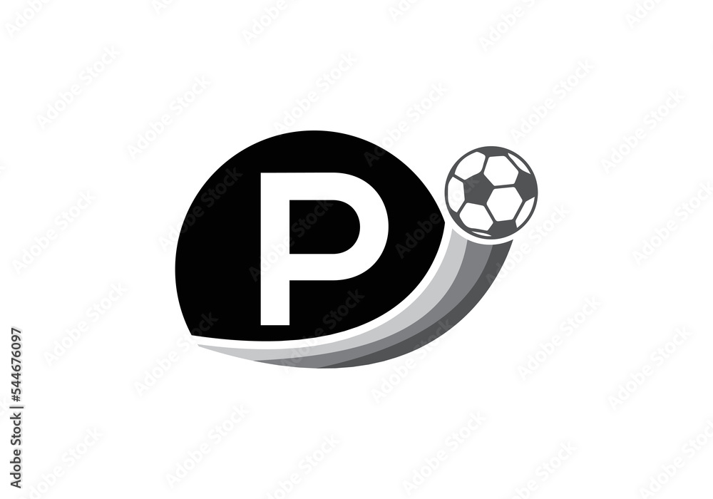 Letter P Football Logo Design Vector Template. Football Club Symbol ...