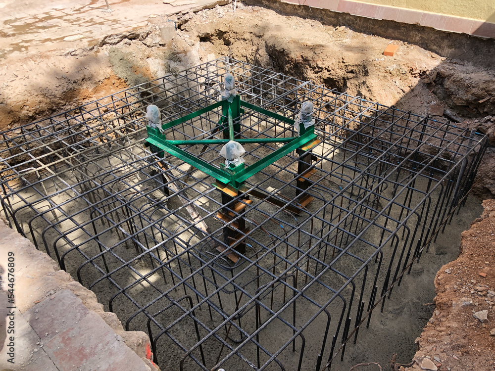 Foundation for the crane in a site. Building the foundation of a crane ...