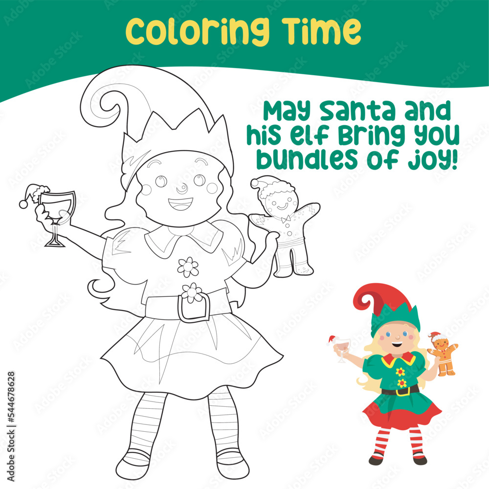 Coloring page Christmas edition. Cute and funny cartoon characters ...