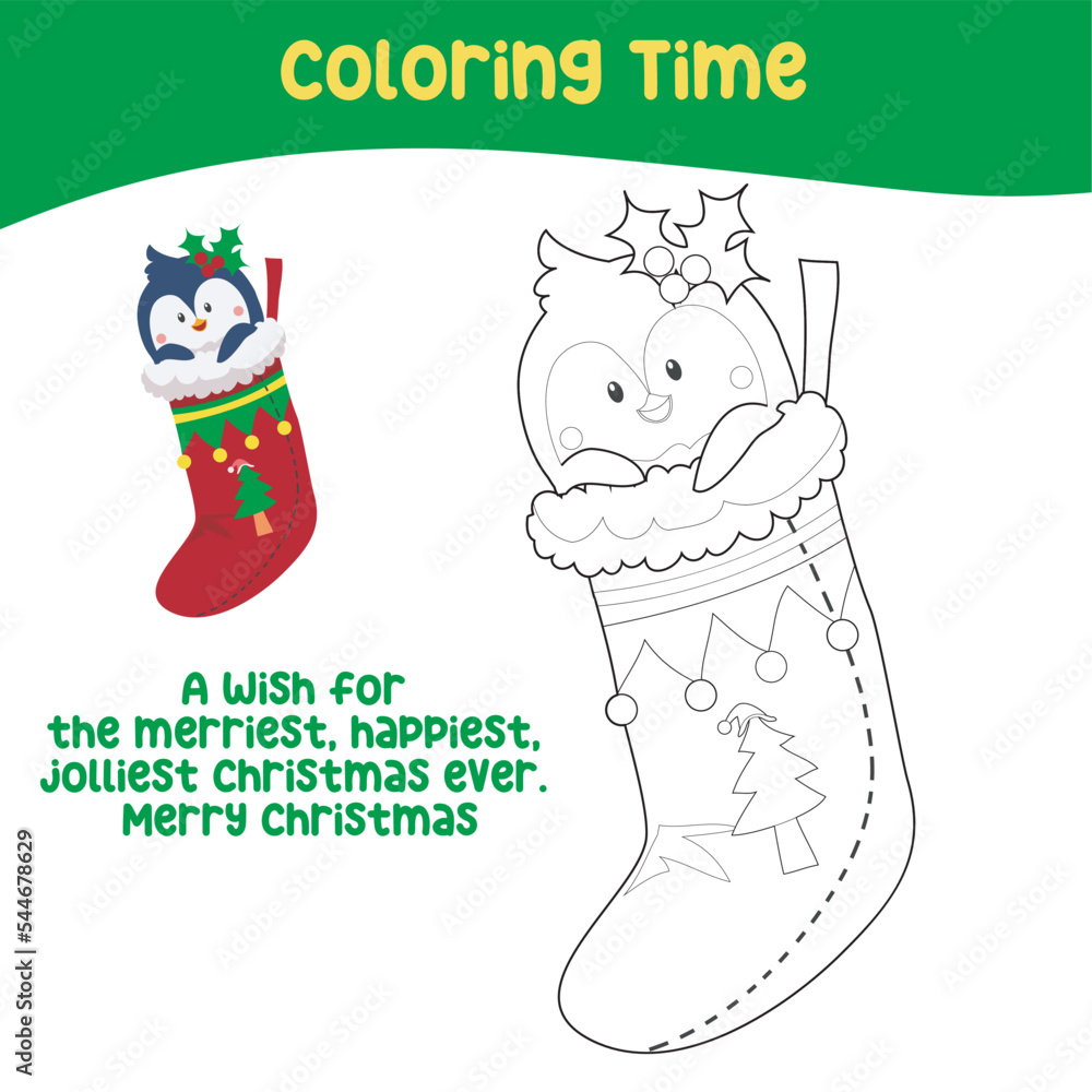 Coloring page Christmas edition. Cute and funny cartoon characters ...