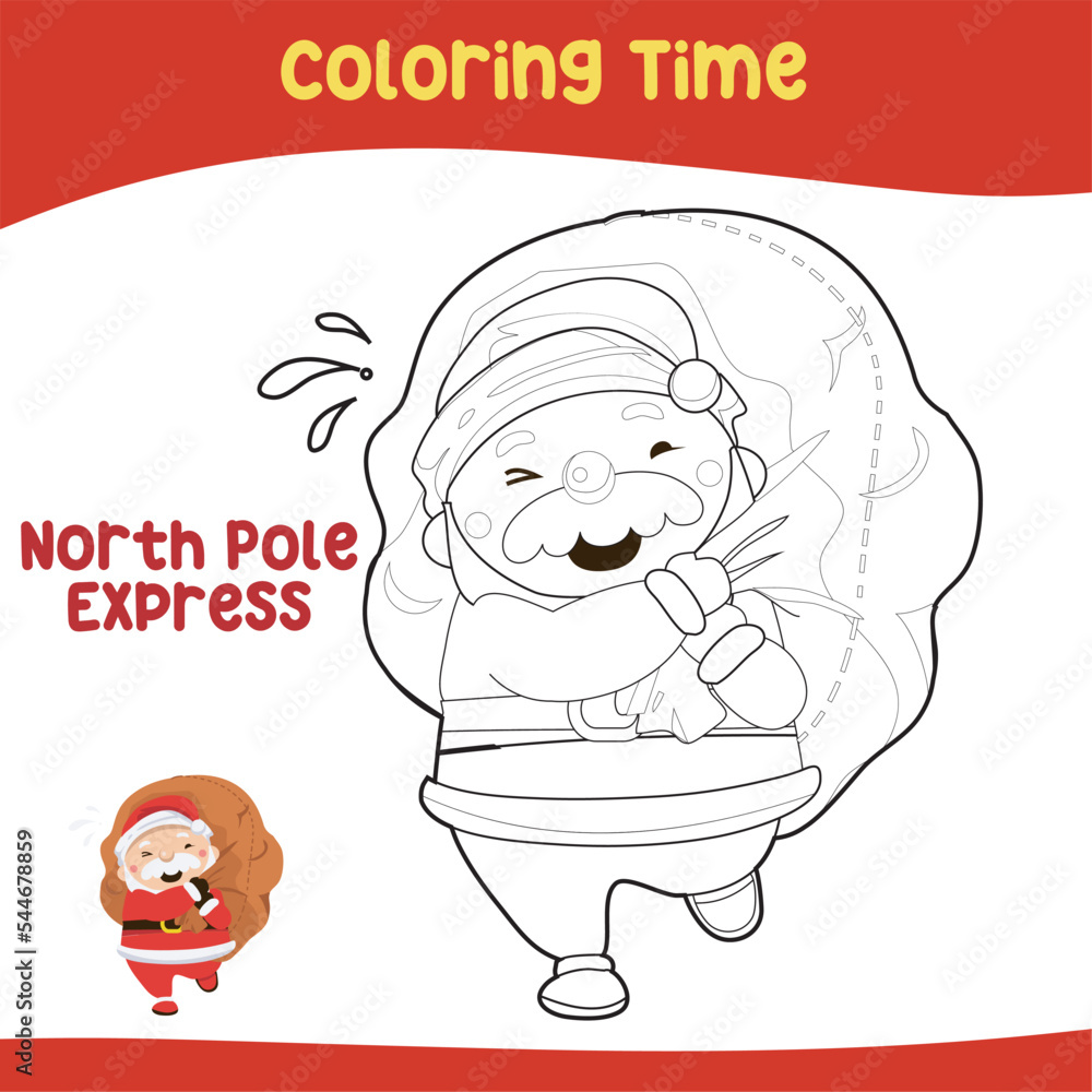 Coloring page Christmas edition. Cute and funny cartoon characters ...