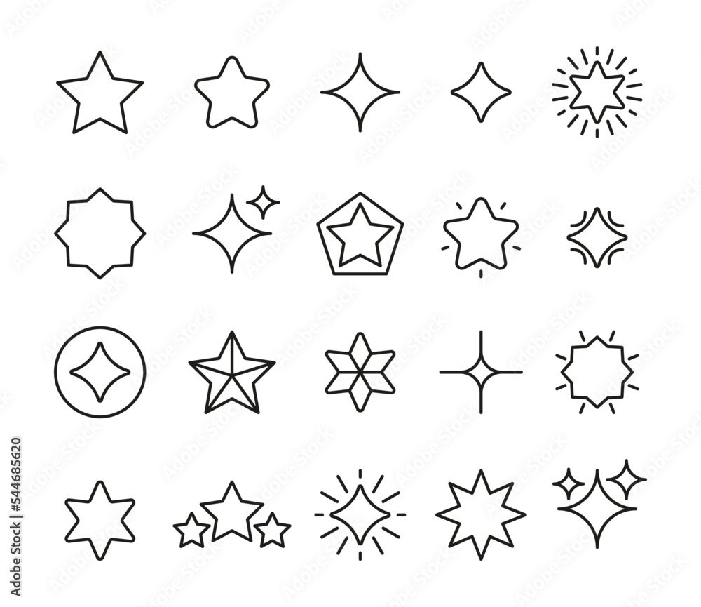Star line icons. Premium rating simple pictograms outline style ...