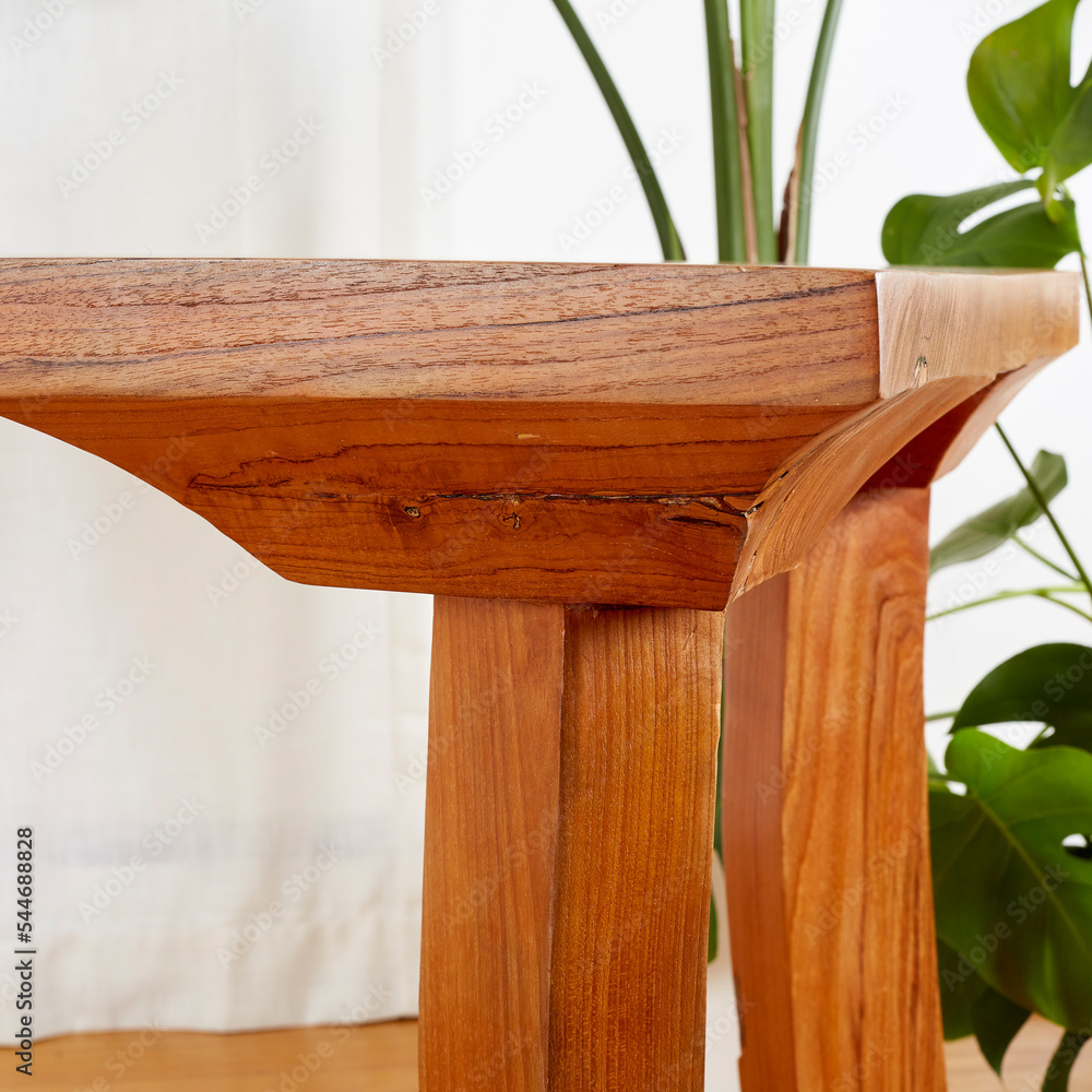 Vintage arts and crafts monumental solid teak slab table, heirloom ...