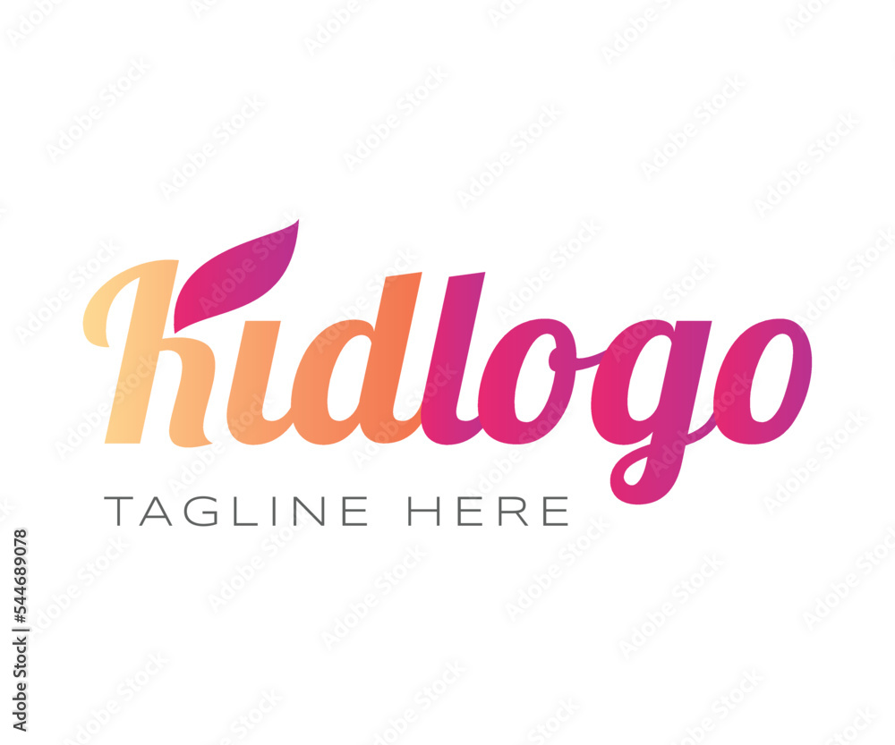 Kid logo design with leaf icon. Initial letter K logo inspiration ...