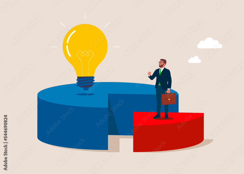 Working on 20 percent pie chart with trophy on 80 part. Minimum effort ...