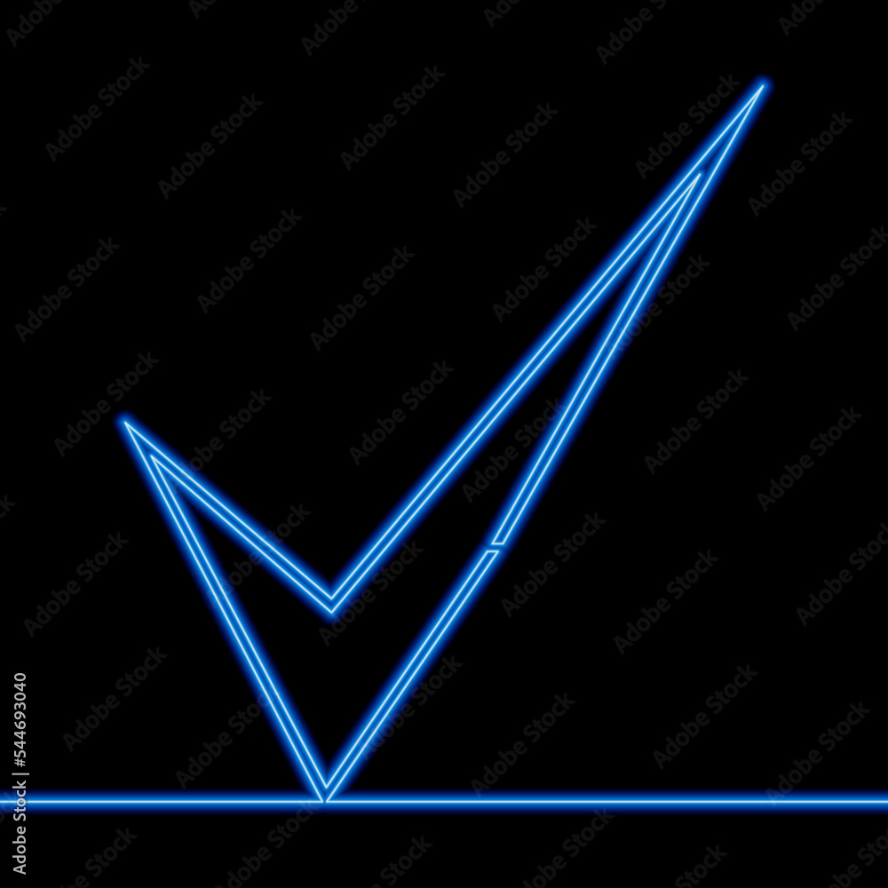 Continuous line drawing Check mark symbol Success approval icon neon ...