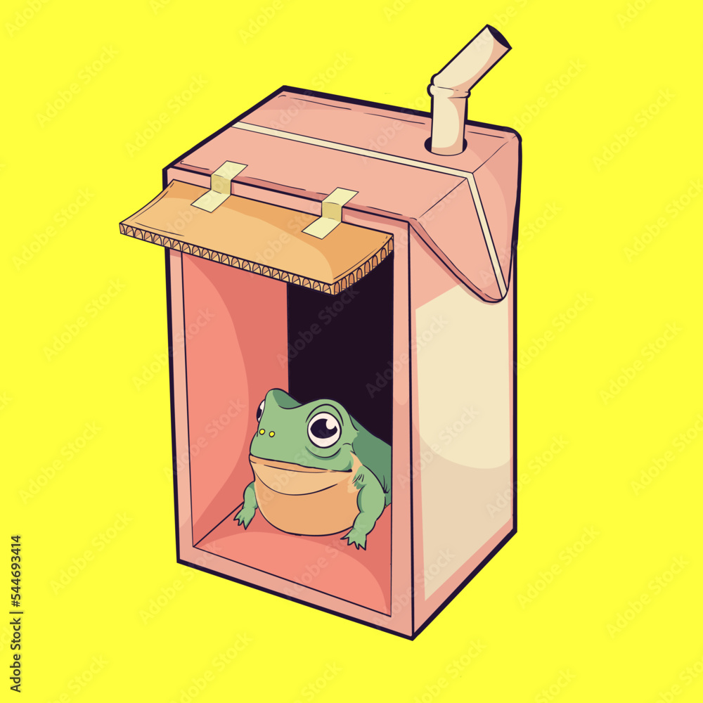 Frog in the box illustration, you can use this artwork for your sticker ...