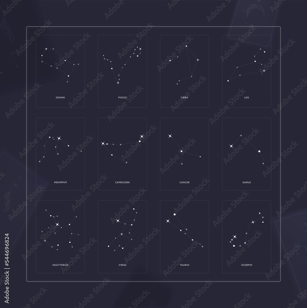 Set of vector constellations of the northern and southern hemispheres ...