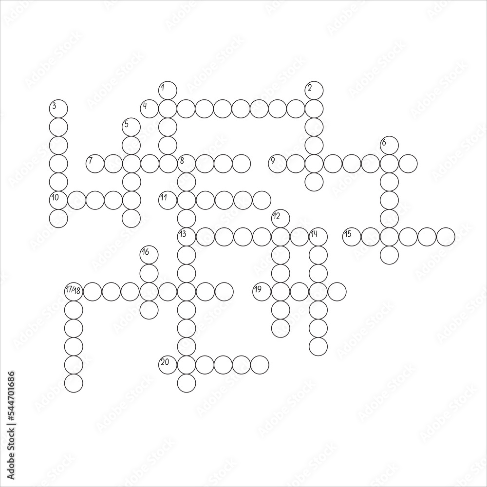 Blank crossword puzzle grid, empty template round circles to fill in ...