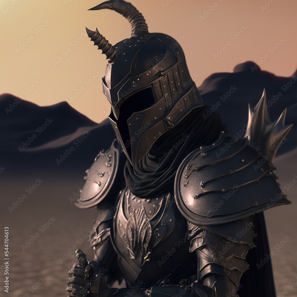 armored gothic fantasy knight in a dramatic pose, wearing an iron ...