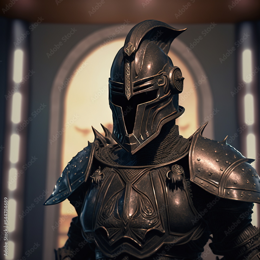 armored gothic fantasy knight in a dramatic pose, wearing an iron ...