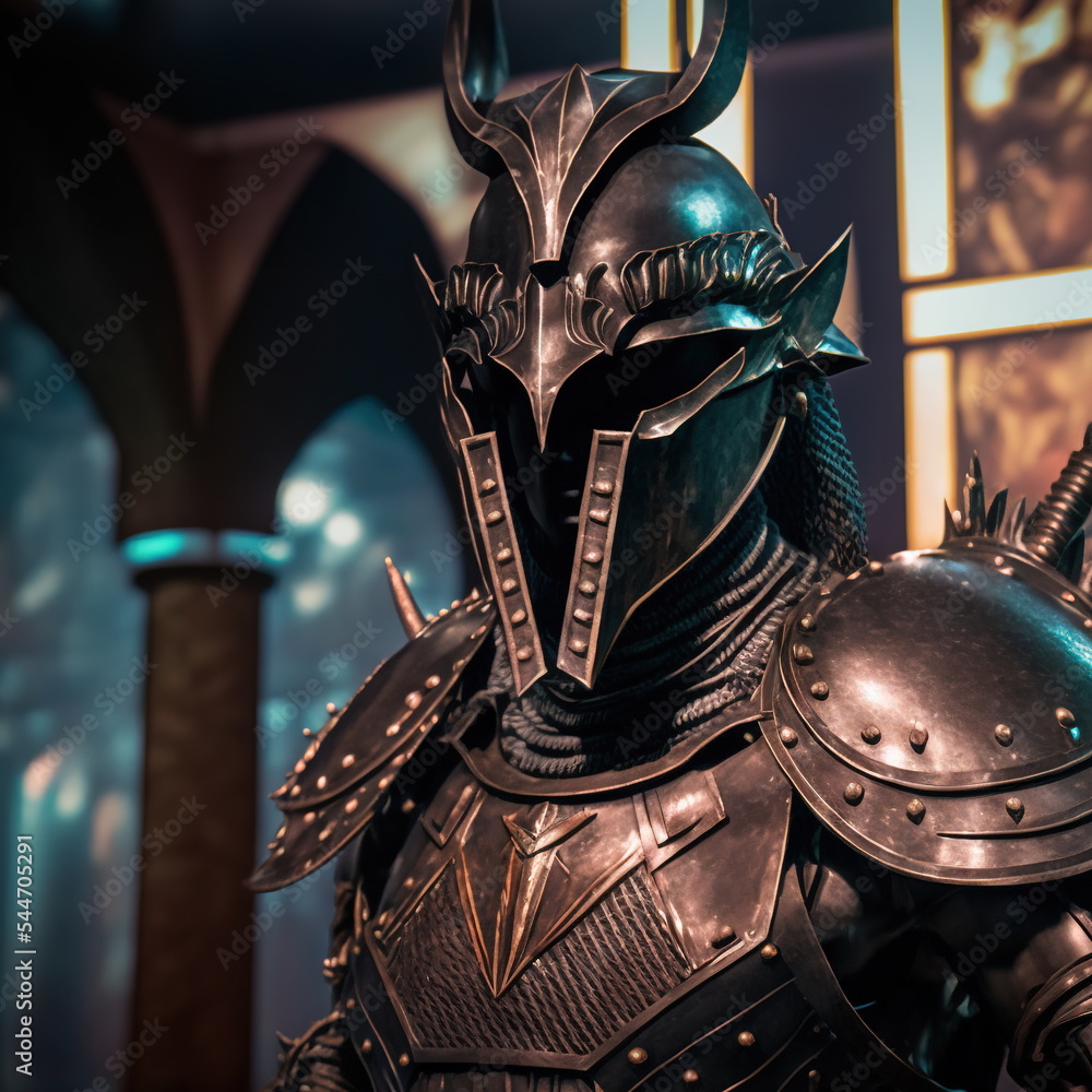 armored gothic fantasy knight in a dramatic pose, wearing an iron ...