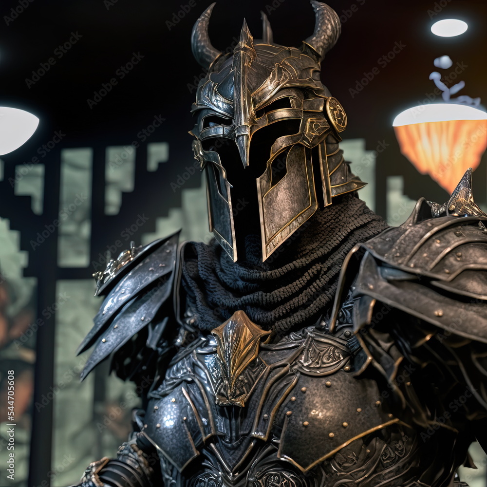 armored gothic fantasy knight in a dramatic pose, wearing an iron ...