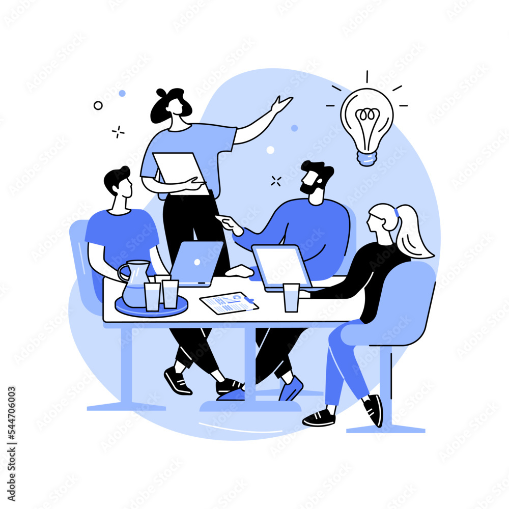 Brainstorming with creative team isolated cartoon vector illustrations ...