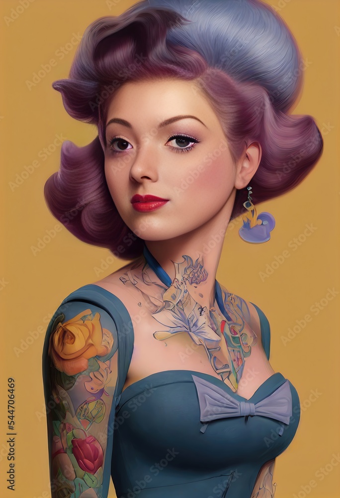 Fictional Pinups character illustration generated with Artificial Intelligence Stock ...