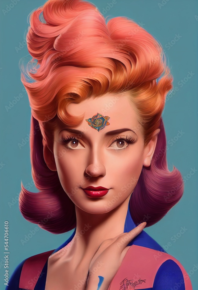 Fictional Pinups character illustration generated with Artificial Intelligence Stock ...