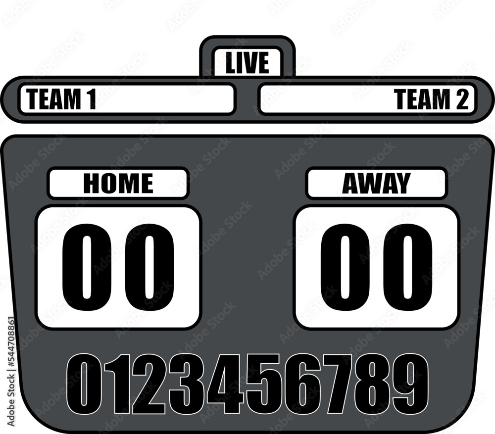 Scoreboard. Broadcast score banner with time and team points. Match ...