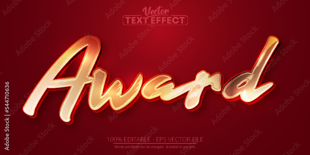 Award text effect, editable golden text style เวกเตอร์สต็อก | Adobe Stock