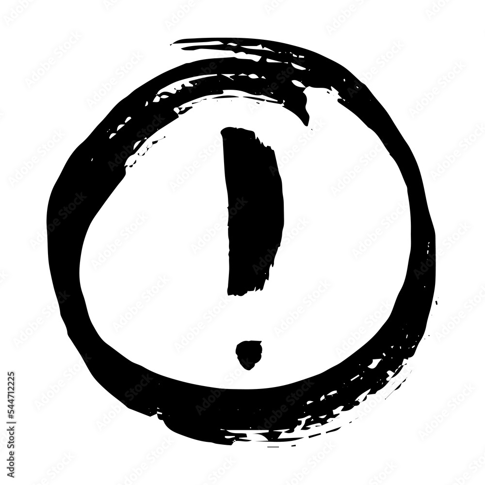 Hand drawn ink exclamation mark illustration in sketch style. Single ...