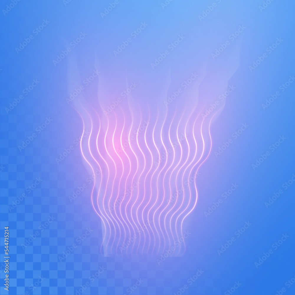 Warm air flow on a light background. Infrared wind wave light effect ...