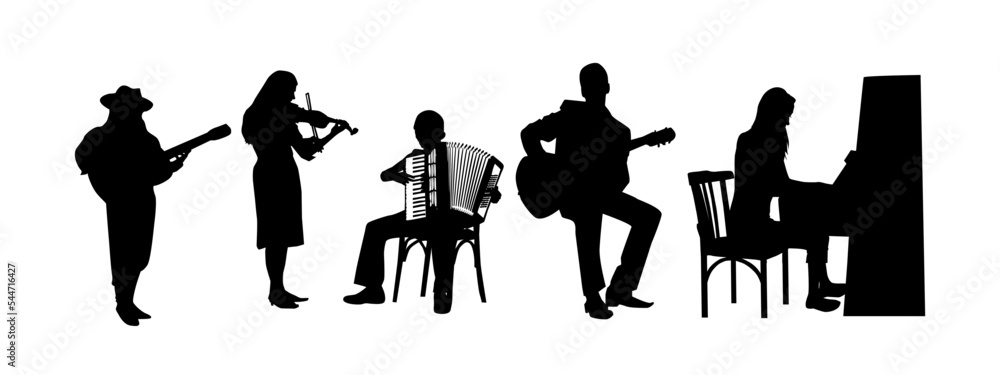 Silhouettes of musicians. Vector illustration Stock Vector | Adobe Stock