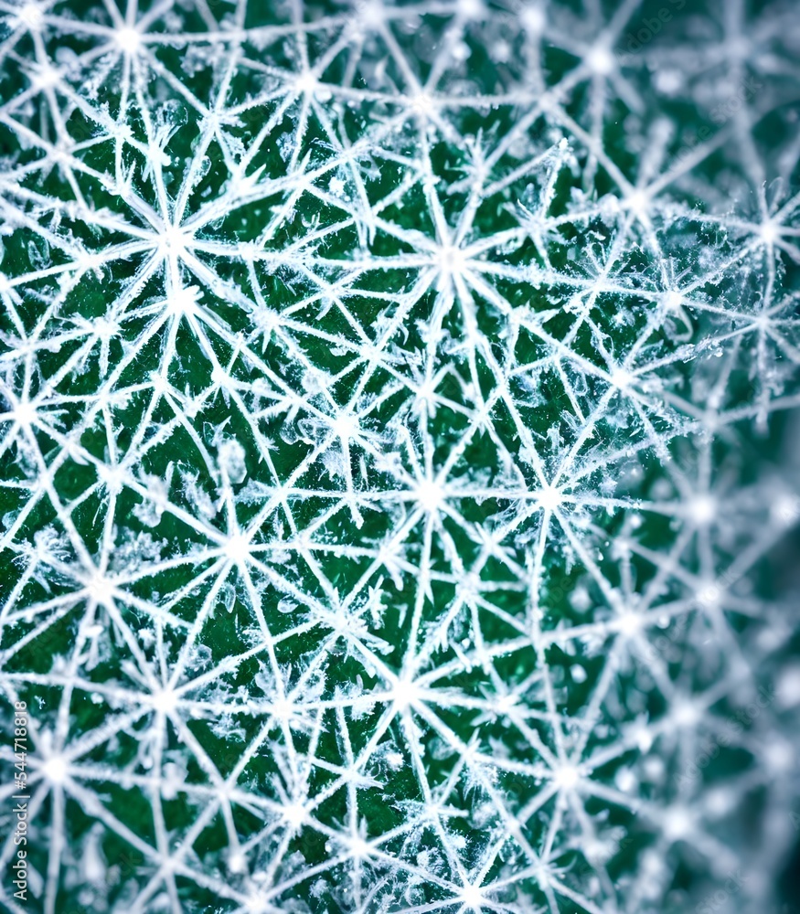 Translucent ice snowflake. It's six-fold symmetrical radial structure ...