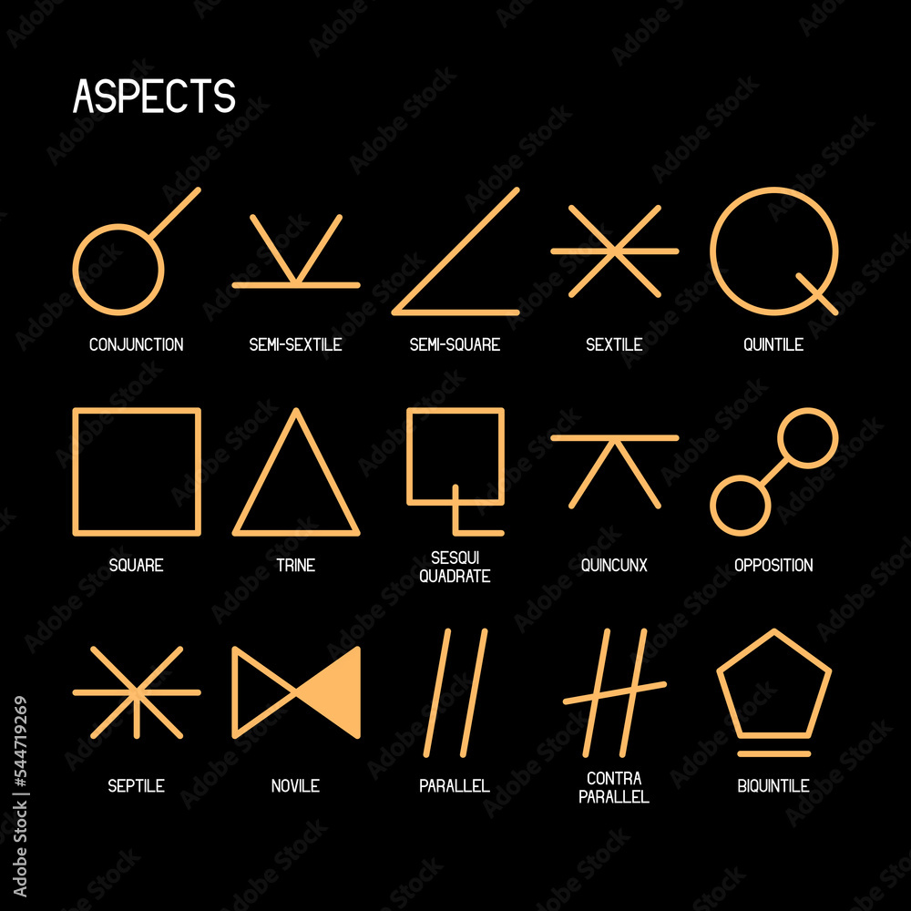 ASPECTS zodiac horoscope thin line label linear design esoteric ...