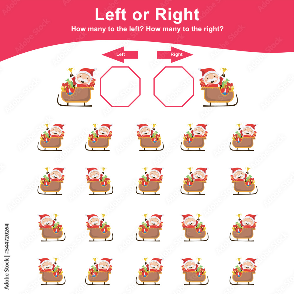 Educational worksheet for preschool kids. Left and right. Count how ...