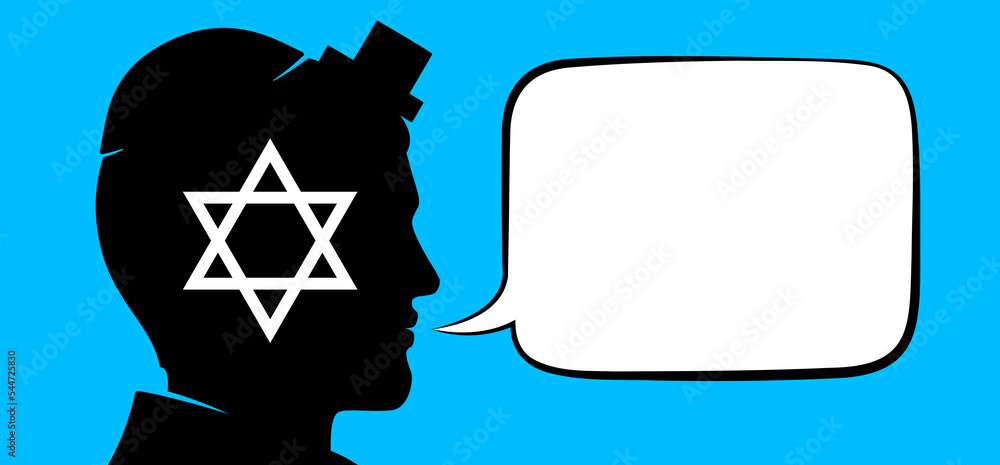 Jewish praying man with empty text bubble for sentence or words ...