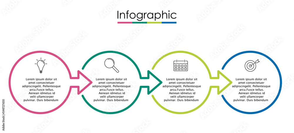 Vector infographic template with four steps or options. Illustration ...