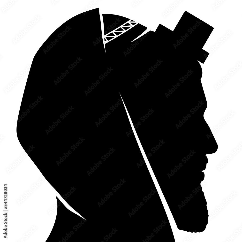 Black silhouette of Jewish praying man with Kippah, Tallit, and ...