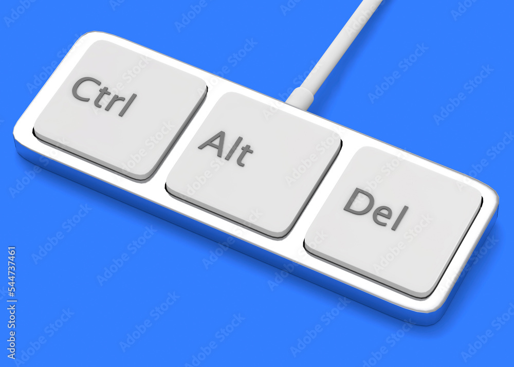 Ctrl Alt Del - Minimal Keyboard concept - 3D Stock Illustration | Adobe Stock